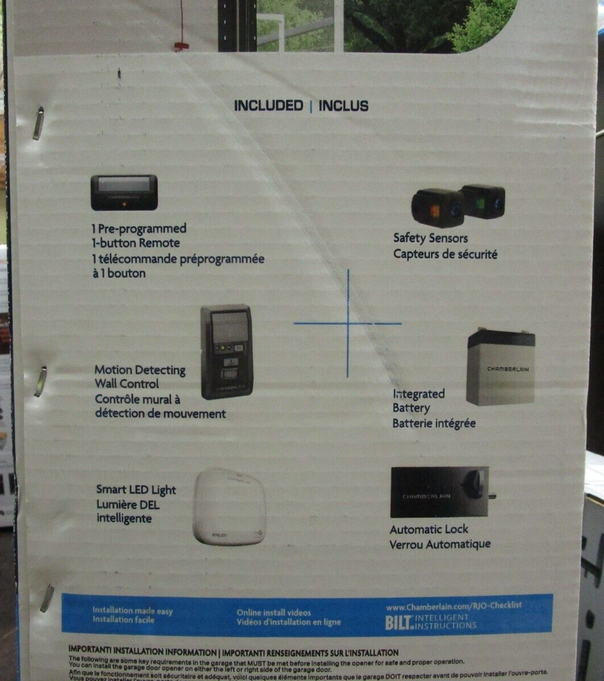 Chamberlain Wall Mount Smart Garage Opener w/ Batt Backup RJO101 BRAND ...