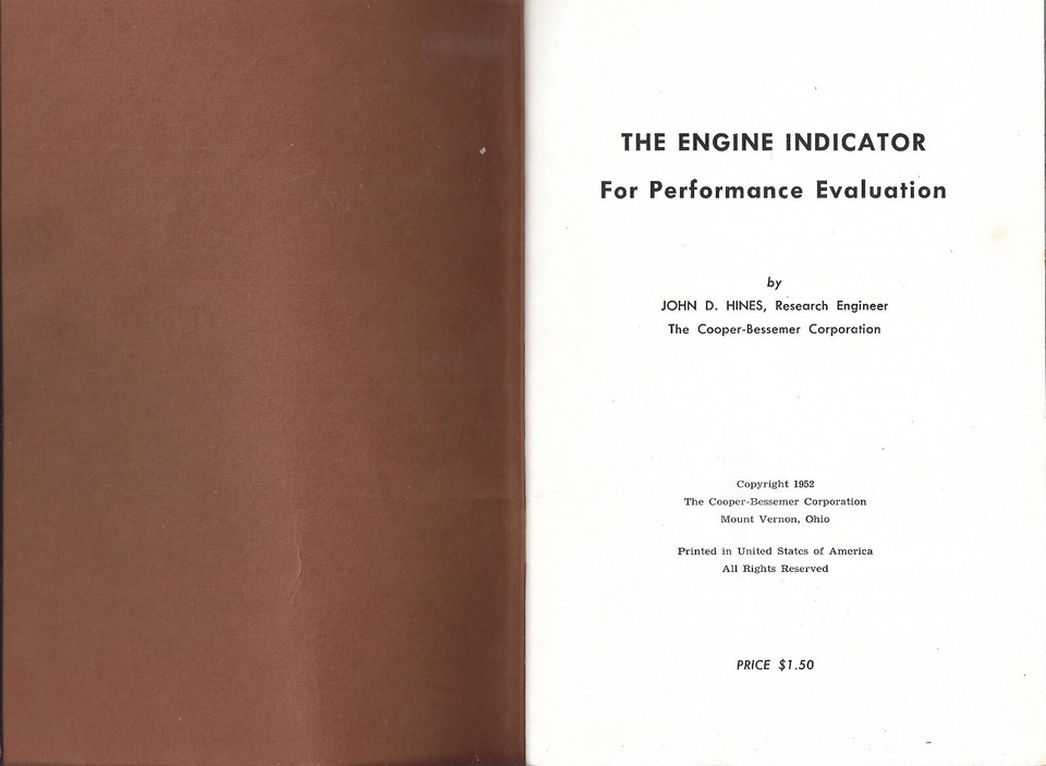 1952 Manual Cooper Bessemer The Engine Indicator Gas Engines | eBay