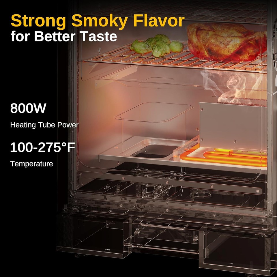 30 in Electric Smoker W/ Side Wood Chip Loader Extra Long Consistent ...