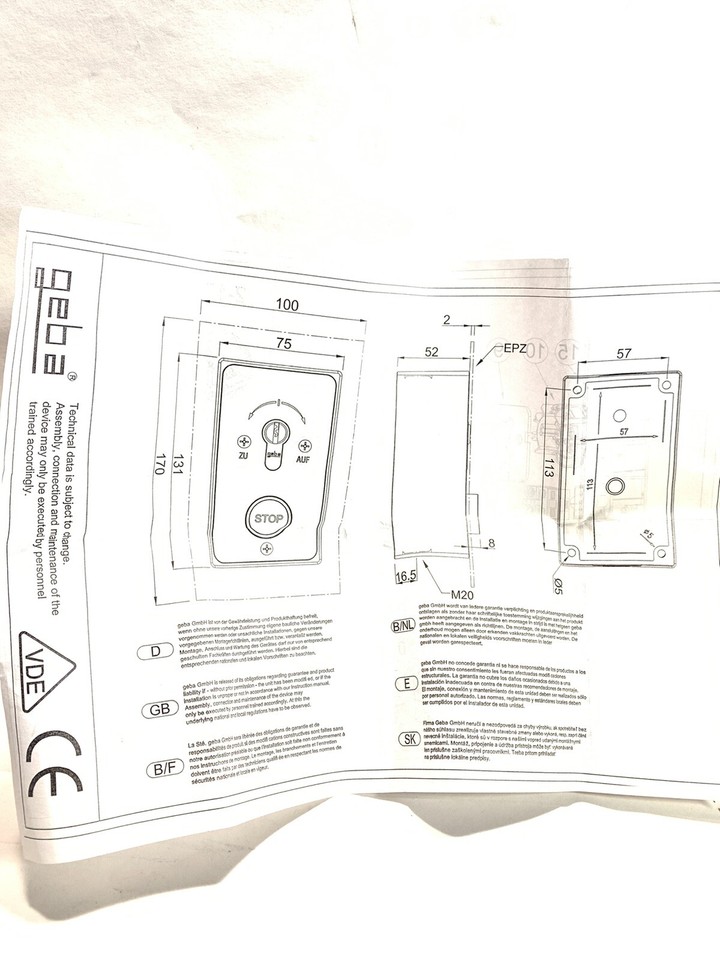 GEBA Surface Mount Keyed Wall Switch W/ Emergency E Stop Type S-APZ 2 ...