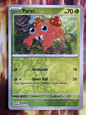Pokémon TCG Paras Scarlet & Violet-151 046/165 Reverse Holo Common | eBay