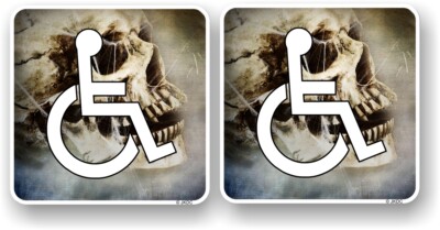 2pcs Funky Gothic Skull & Cobweb Disabled Blue Badge Disability car ...