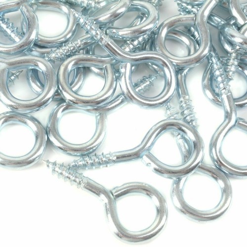 50*SCREW IN VINE EYES -Zinc Plated 45mm Fix Garden Washing Line Hanger ...