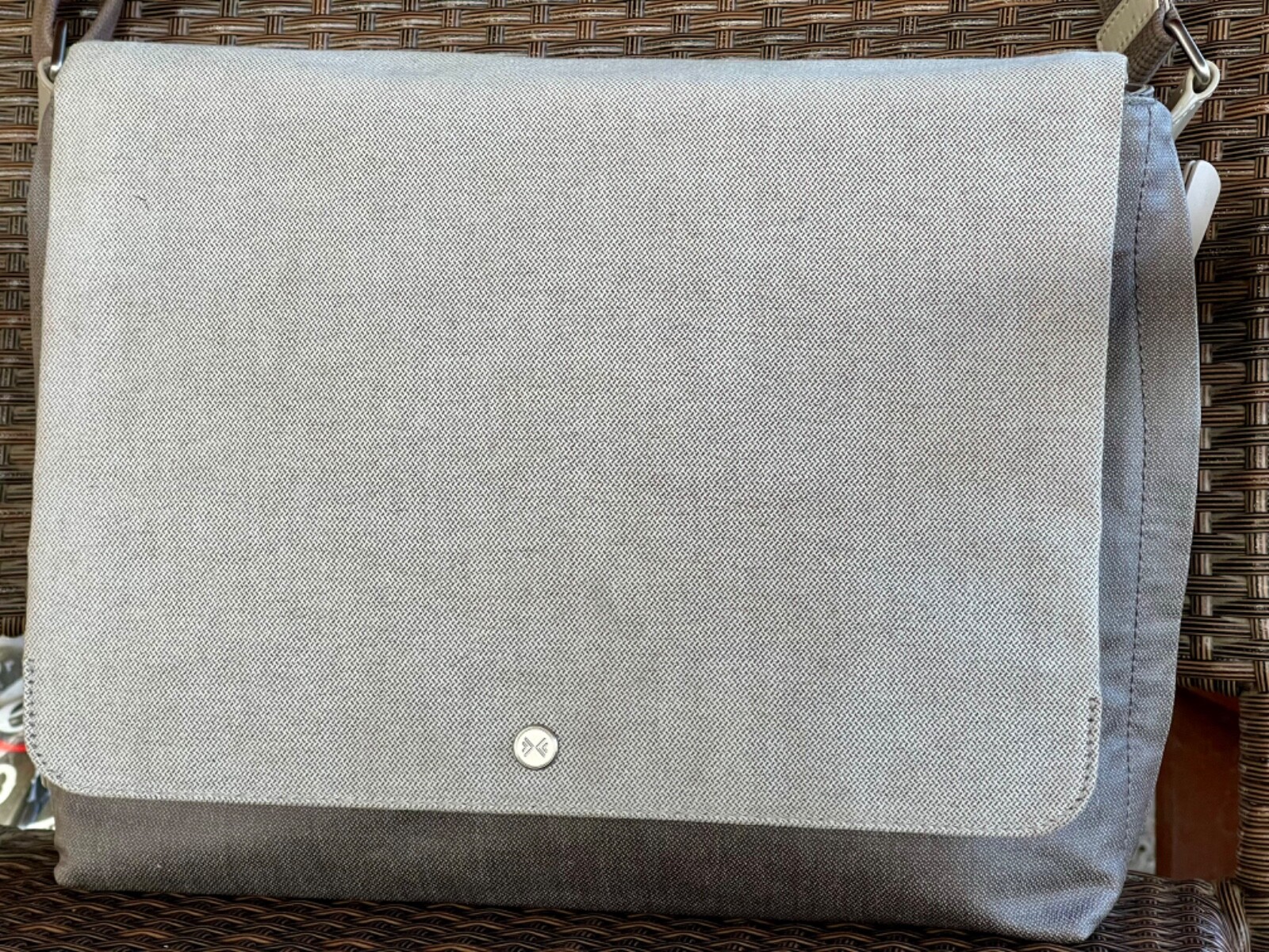 Skagen Eric Messenger Bag Coated Canvas Leather Travel - Gem