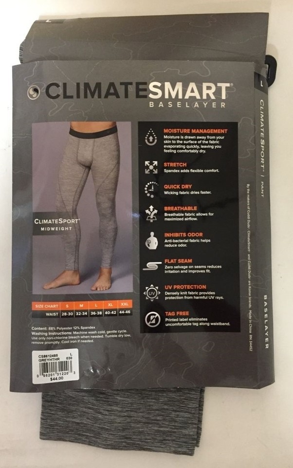 MEN'S CLIMATESMART CLIMATESPORT MIDWEIGHT BASE LAYER PANT $44 MSRP | eBay
