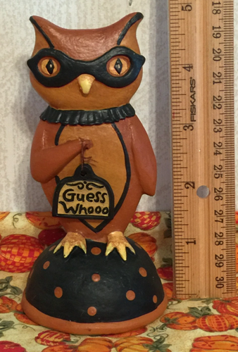 ESC Jenene Mortimer Halloween *GUESS WHooo * OWL * Folk Art FIGURE (S19 ...
