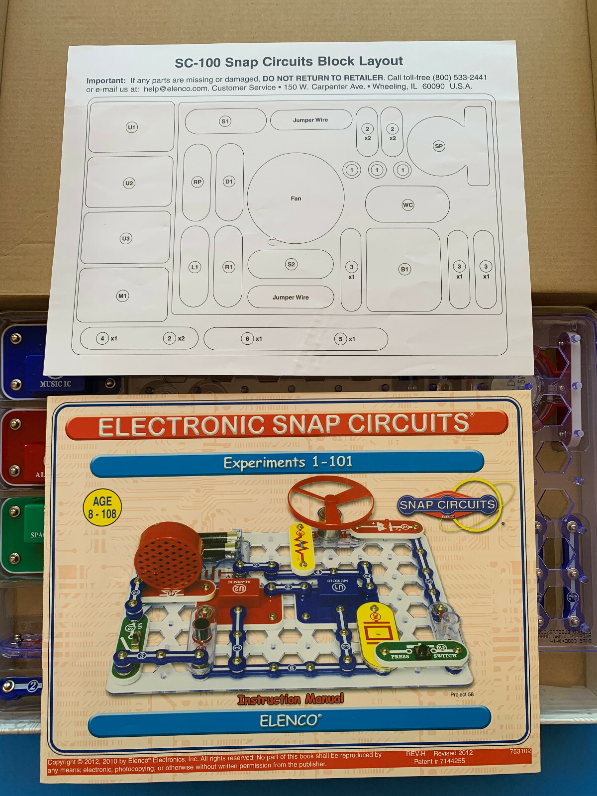 Elenco Snap Circuits Jr. SC-100 Electronics Lab 100 Easy Projects Kit ...