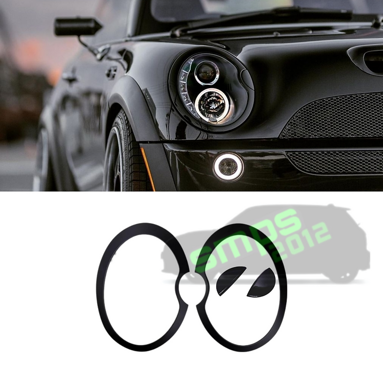 Mini Gen 1 R50, R52, R53 Piano Black Gloss Headlight & Flush Tail Light ...