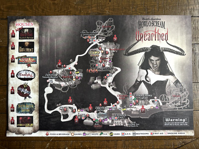2015 Busch Gardens Tampa Howl-O-Scream Theme Park Map / Poster 11x16 | eBay