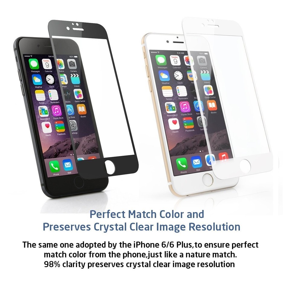 iPhone 6/ 6s Plus Tempered Glass Full Cover Screen Protector 2.5D 100% ...