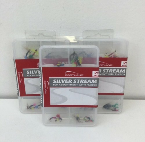 Cortland Silver Stream Fly Assortment With Flybox 3/25 Count Boxes Free ...