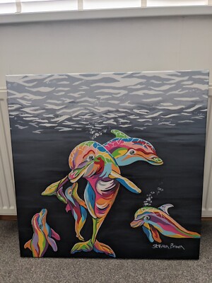 Steven Brown Dolphin Art Canvas | eBay UK