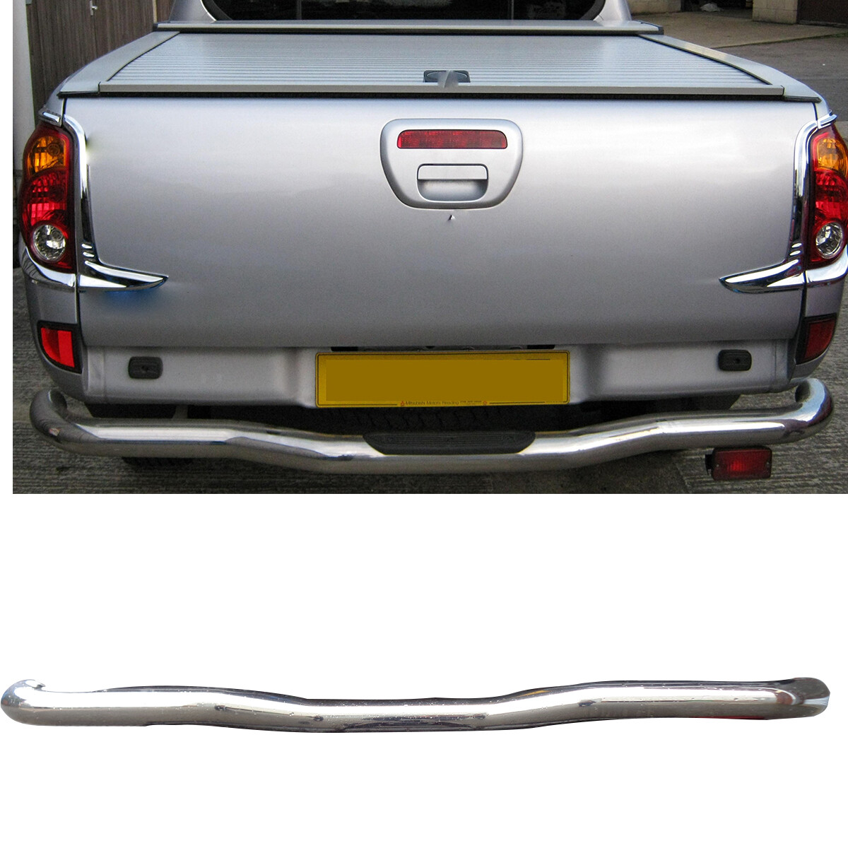 Fit Mitsubishi L200 2005-2015 Rear Back Chrome Bumper Steps bar step ...