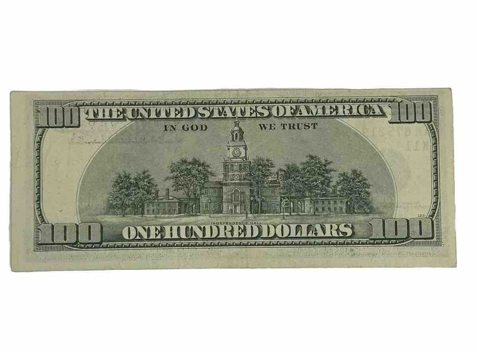 100 Dollar Bill USA 1996 USD Misprint Off Center Cut Unique Collector ...