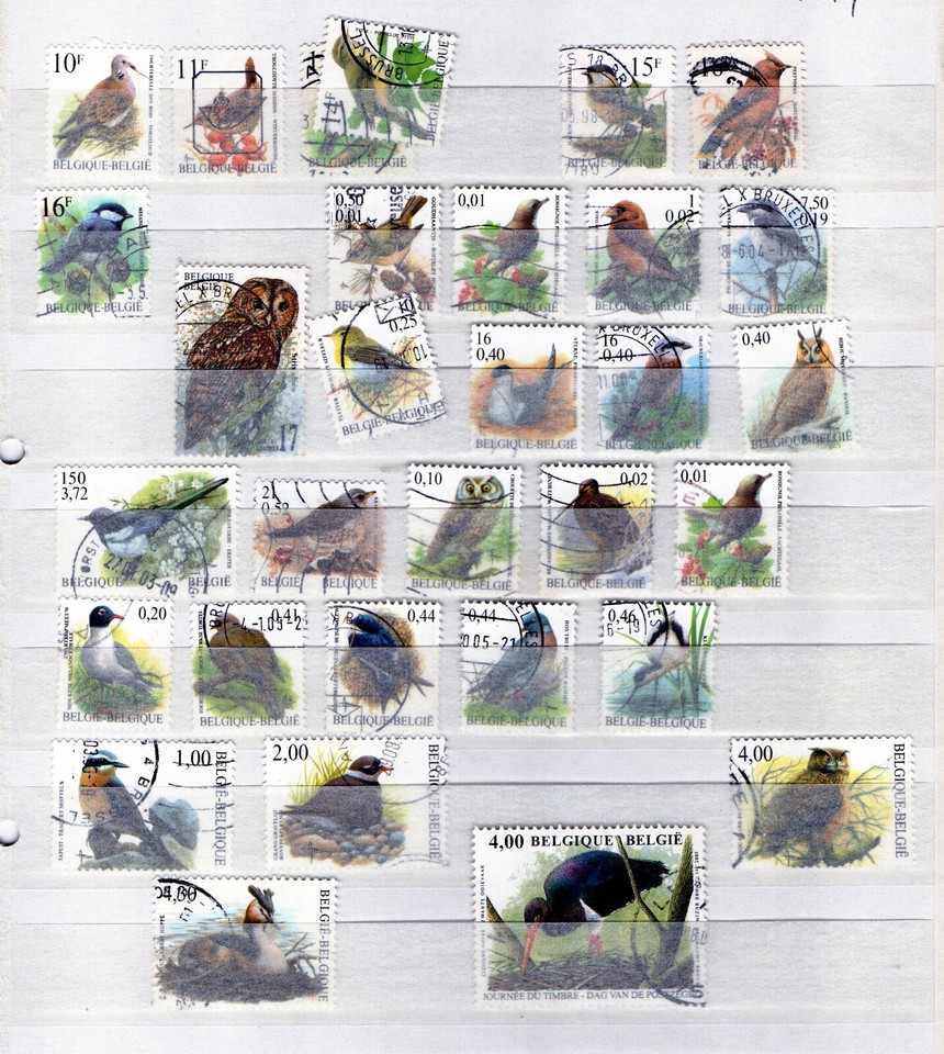 Belgique Lot de 55 timbres oblitérés des oiseaux de Buzin | eBay