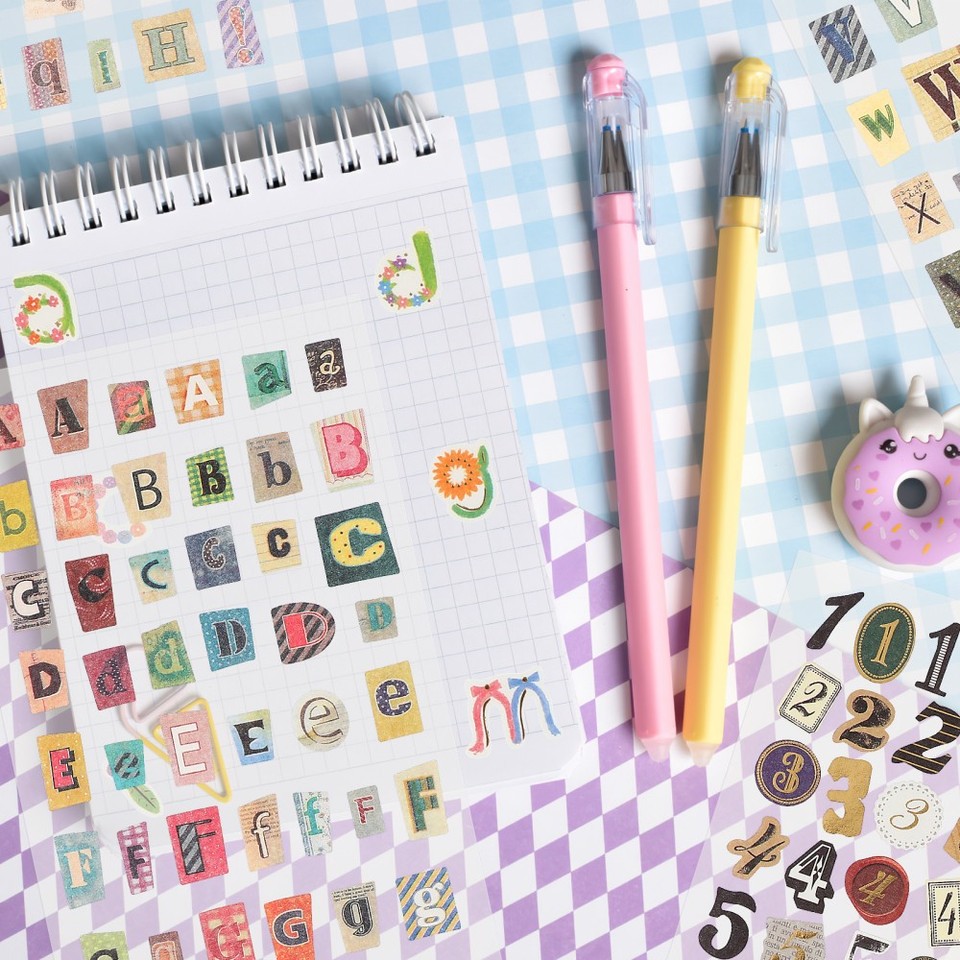 6 Sheet English Letters Stickers Scrap Book Scrapbooking Supplies | eBay UK