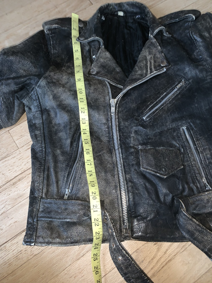 Vintage 80s 90s Classic Leather Jacket Biker Moto Distress Grunge ...