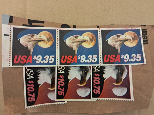 6 x US EXPRESS MAIL BOOKLET STAMPS POSTALLY USED # 1909 Eagle & Moon ...