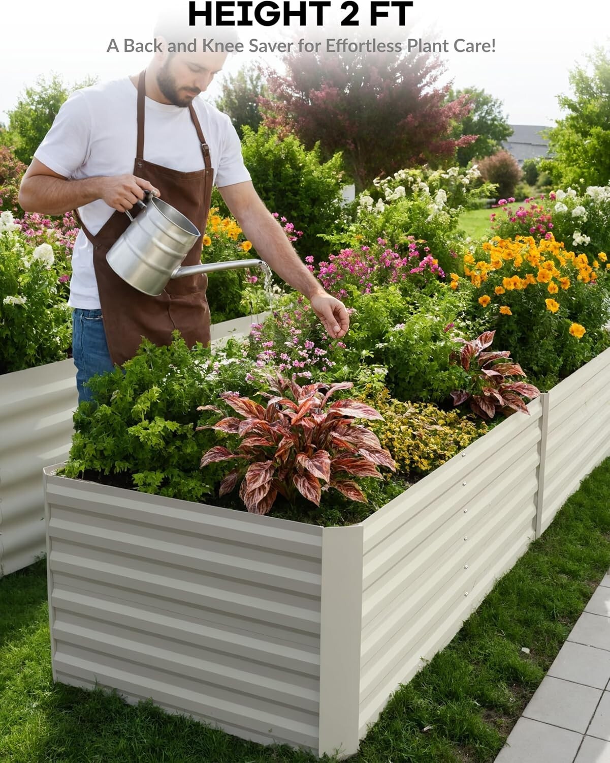 8x4x2Ft Raised Garden Bed Square Metal Planter Box -0.5mm Thick ...