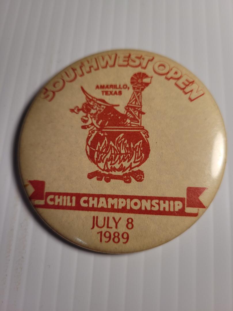 1989 Southwest Open Amarillo, Tx Chili Championship 3" Pinback Button ...