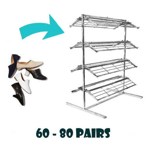 Double Sided Shoe Rack Shoe Storage 8 Shelves Holds 60-80 Pairs 66"H x ...