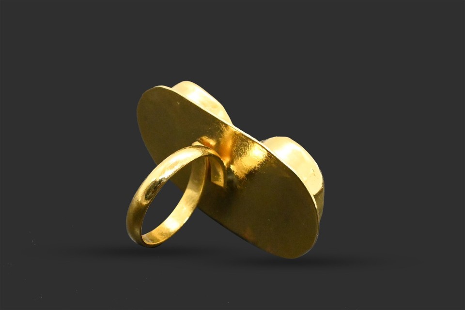 18K Gold Plated Solar Druzy Two Stone Sizable Multi Ring Overlay ...