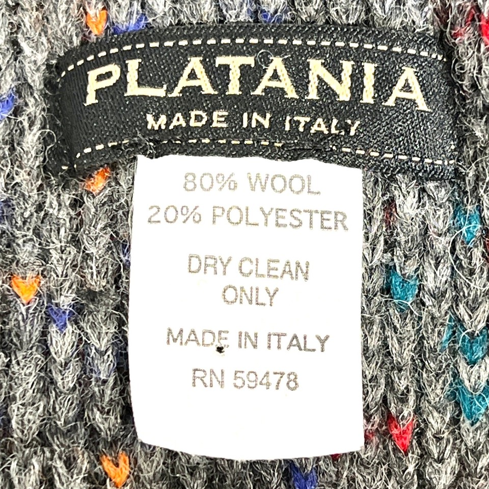 Platania Wool Neck Collar Scarf Gray Orange Red Made in Italy Lagenlook ...