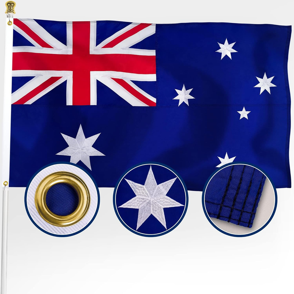 Premium Australia Australian Flag 3X5 Outdoor, Double Sided Embroidered ...