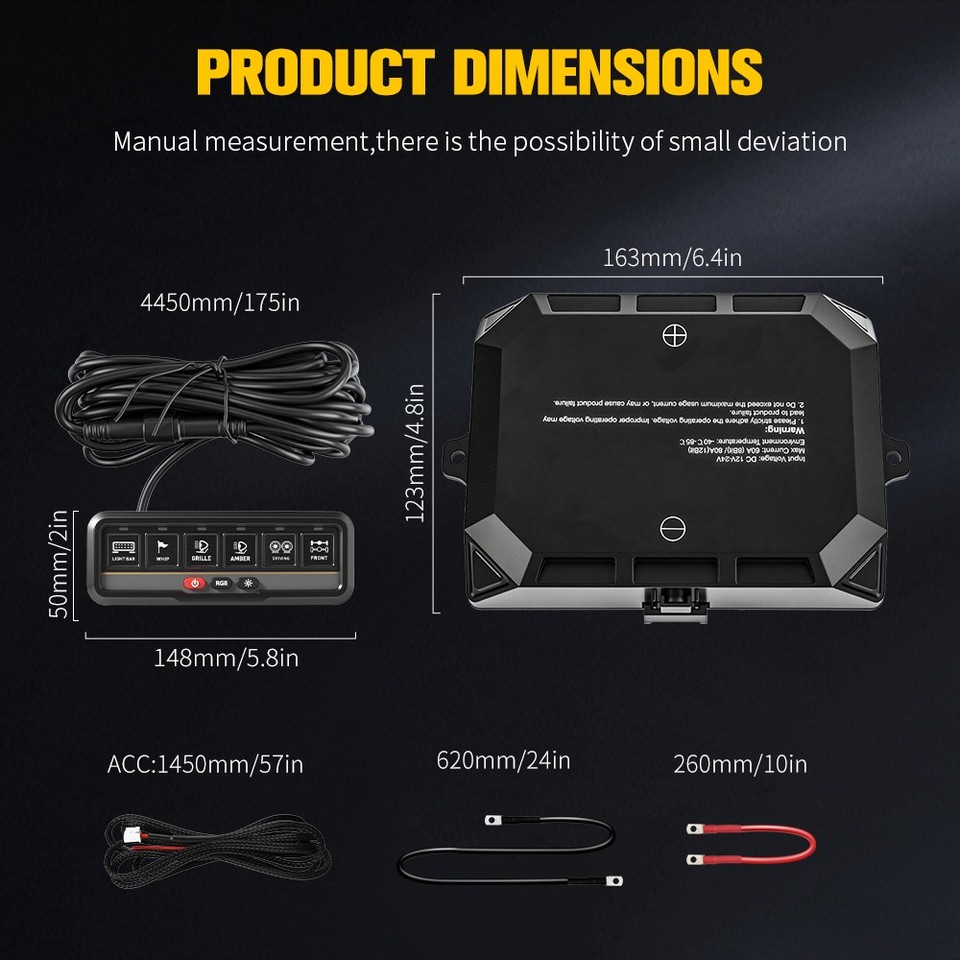 6 Gang ON/OFF Switch Panel Circuit Control Box LED Light Bar Marine ...