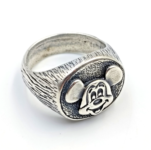 Vintage Walt Disney Production Sterling Silver 925 Mickey Mouse Ring Sz ...