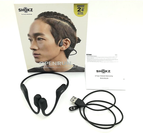 Shokz OpenRun Black Bone Conduction Open-Ear Sports Headphones USED ...