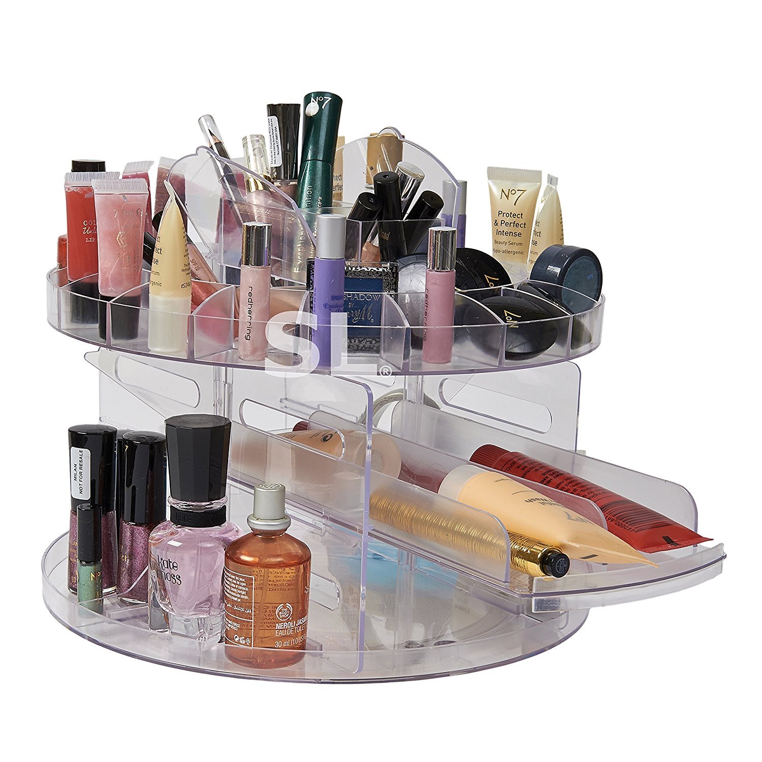 Clear Acrylic Beauty Cosmetic Organiser Makeup Carousel Tray Display ...