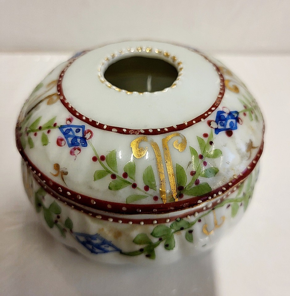 Antique Victorian Era Porcelain Hair Receiver Flowers Enameled Japan | eBay