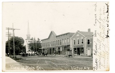 Victor NY -STORE FRONTS ON MAIN STREET- Postcard Ontario County | eBay