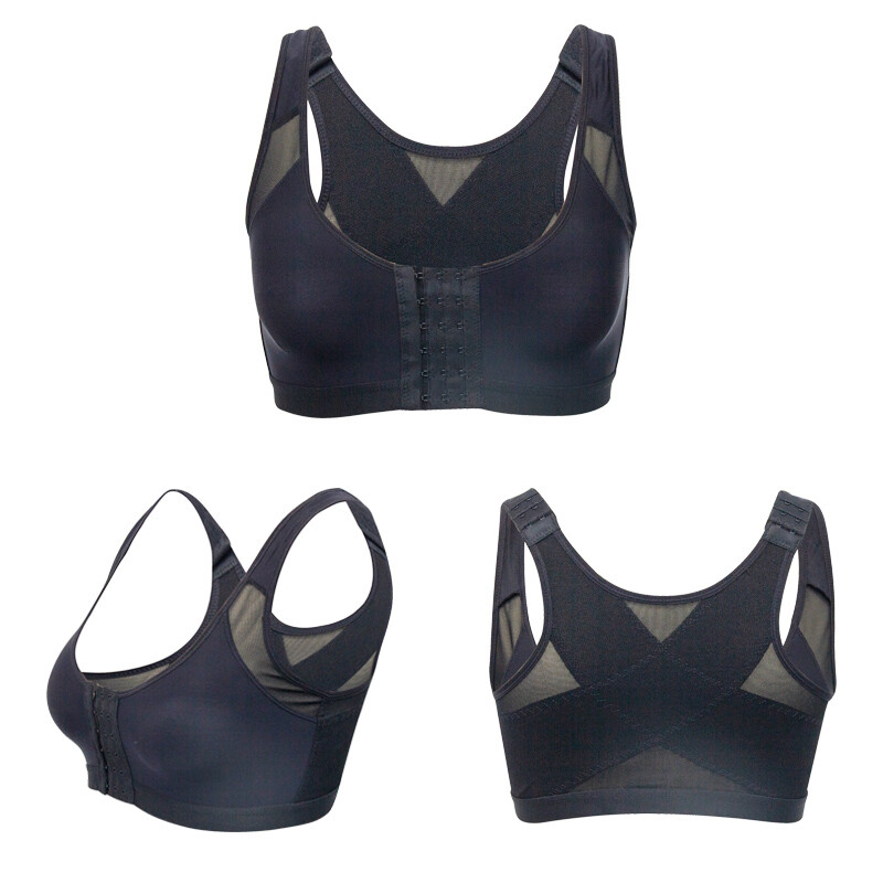 Womens Full Coverage Front Closure Wire Free Back Support Bra Posture ...