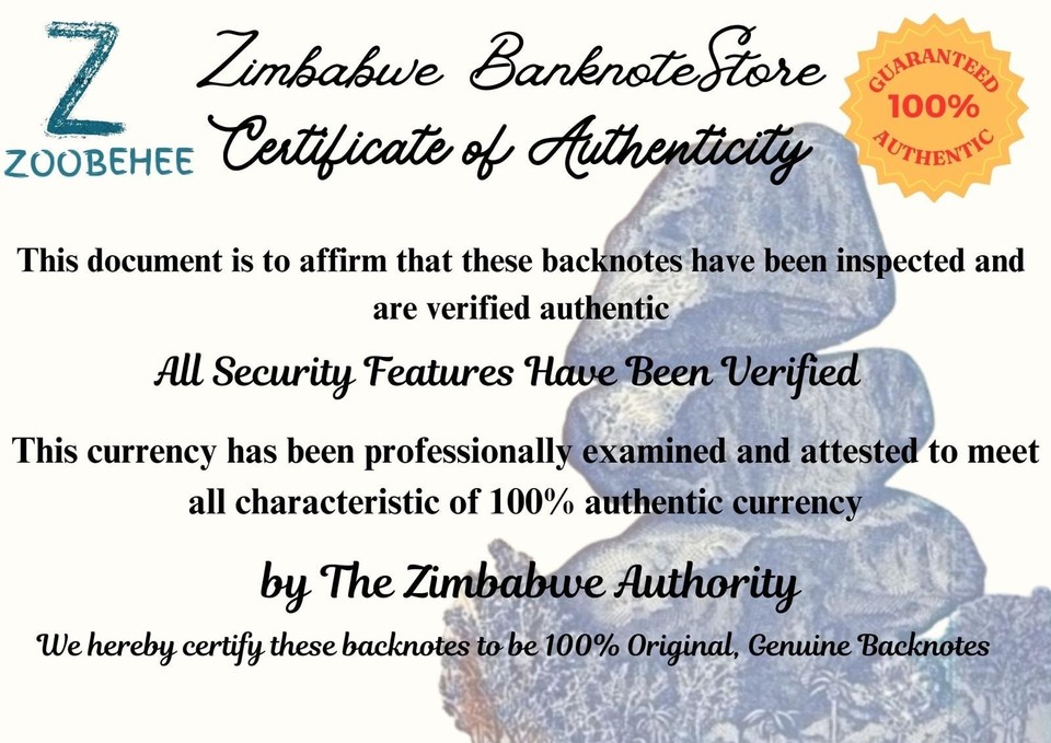 AUTHENTIC ZIMBABWE 100 TRILLION DOLLARS 2008 AA SERIES P91 UNC UV ...