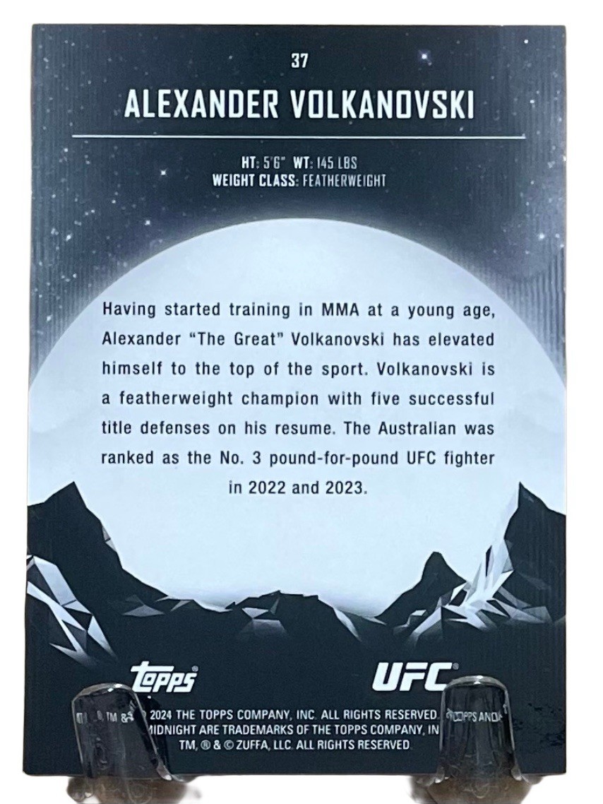 2024 Topps Midnight Ufc - Alexander Volkanovski #37 Twilight /99 for ...