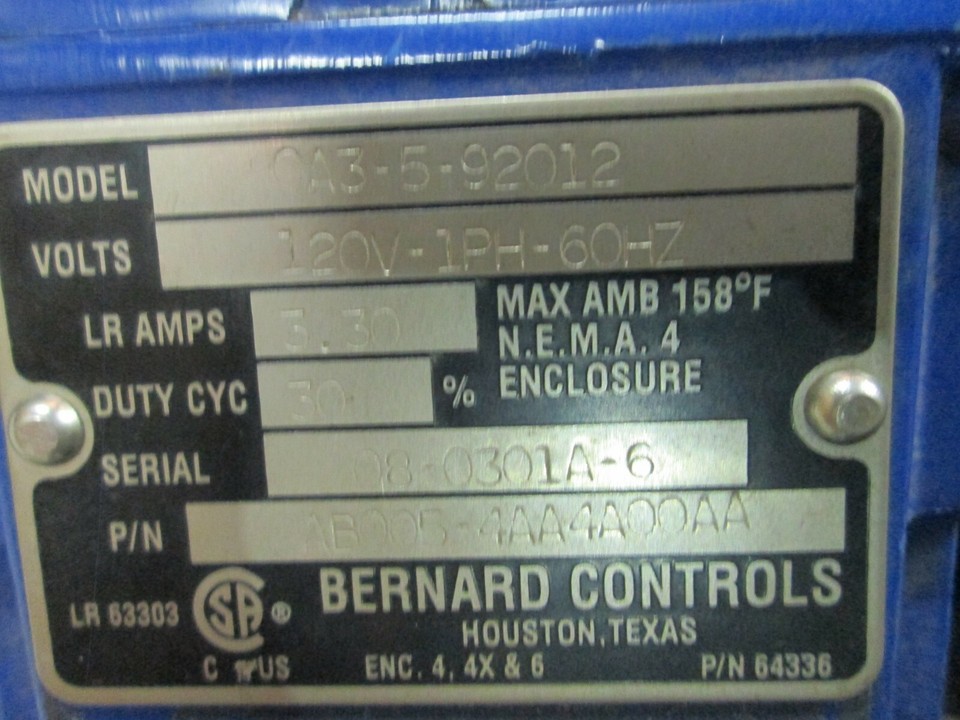 1" Control Valve W/ Bernard Controls Electric Actuator & Positioner ...