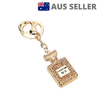 Gold Designer Perfume EDP No 5 Sparkly Keyring Key Chain Christmas Gift ...
