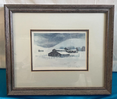 TAYLOR H BLAKELY LITHOGRAPH Art Print Hand Signed "Snow Scene" 1982 COA ...