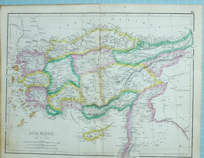1856 ANCIENT MAP ASIA MINOR LYCAONIA CYPRUS MYSIA BITHYNIA ARMENIA ...