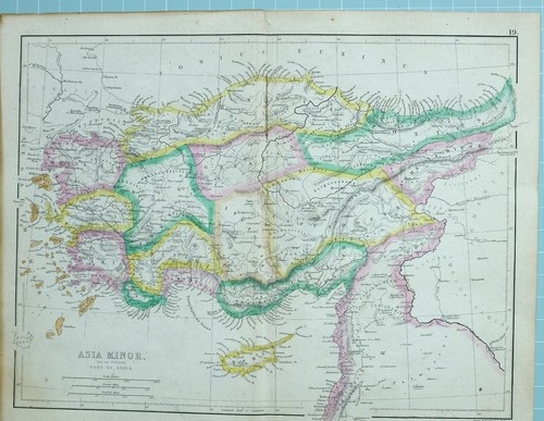 1856 ANCIENT MAP ASIA MINOR LYCAONIA CYPRUS MYSIA BITHYNIA ARMENIA ...