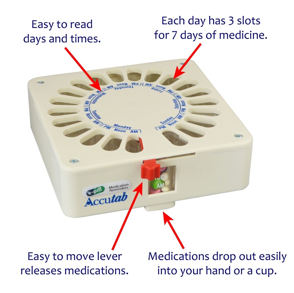 e-pill Accutab Pill Dispenser - Up to 3 Times Per Day - Large Capacity ...