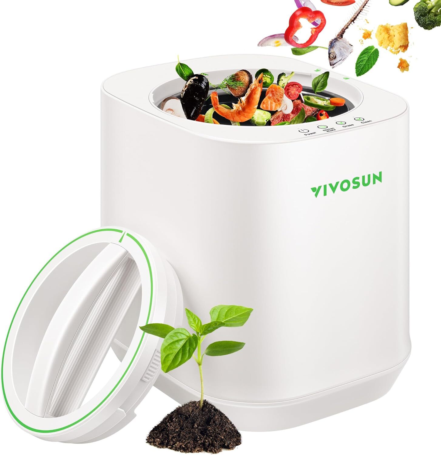 VIVOSUN 4L Electric Kitchen Composter Countertop Compost Bin Fertilizer ...