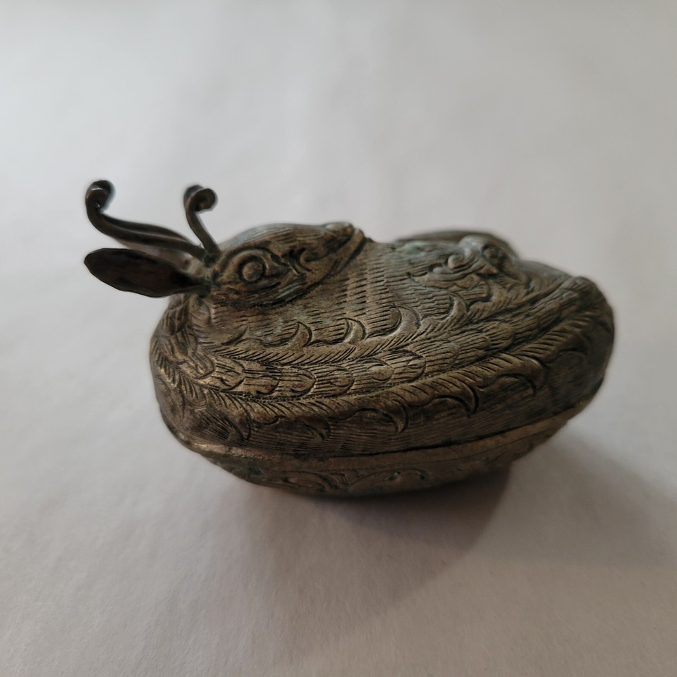 Lot 5 Small Silver Tin Animal Boxes Vintage Chinese Scent Candy Nut ...
