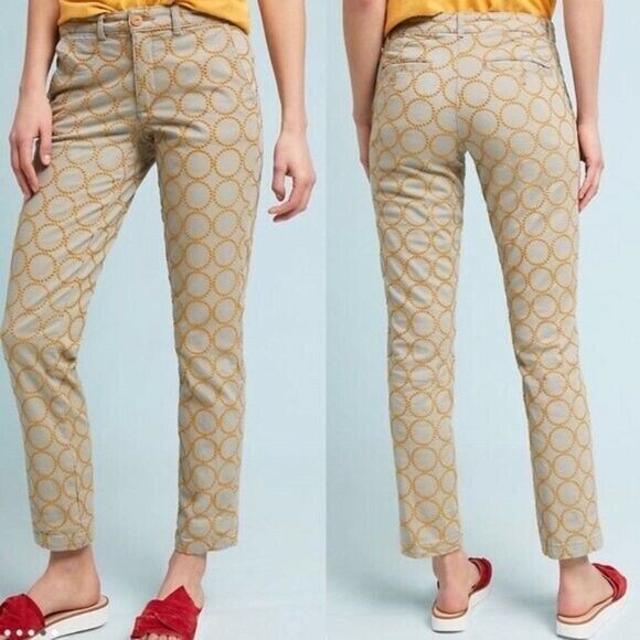 NWOT CHINO by Anthropologie Circle Embroidered Chino Pants Size 27 | eBay