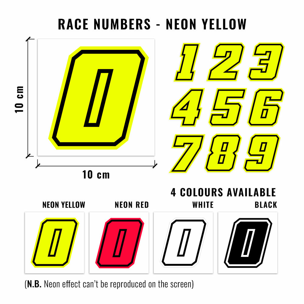 Sticker Number Race for Motorcycle " 2 " Gp, Yellow Fluo, 10 X 10 CM | eBay