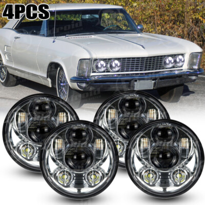 For 1963-1974 Buick Riviera 4PCS 5-3/4" 5.75" LED Headlights High/Low ...