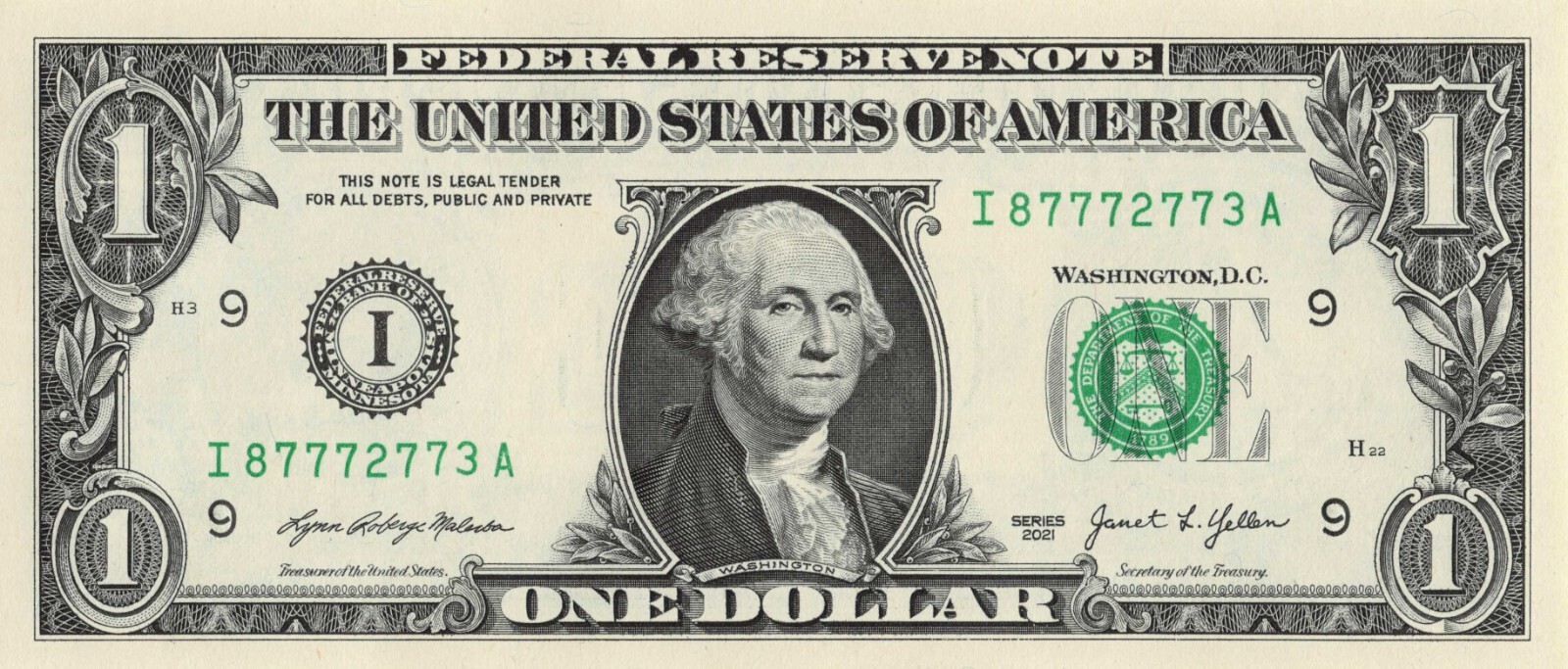 five of a kind 7s fancy serial number 2021 $1 bill triple double ...