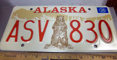 1976 Alaska License Plate '76 Kodiak bear style plate, MINT ASV 830 ...